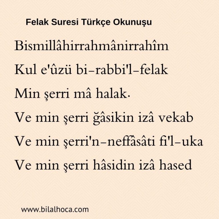 Felak Suresi Arapça 2025 Bilal Hoca